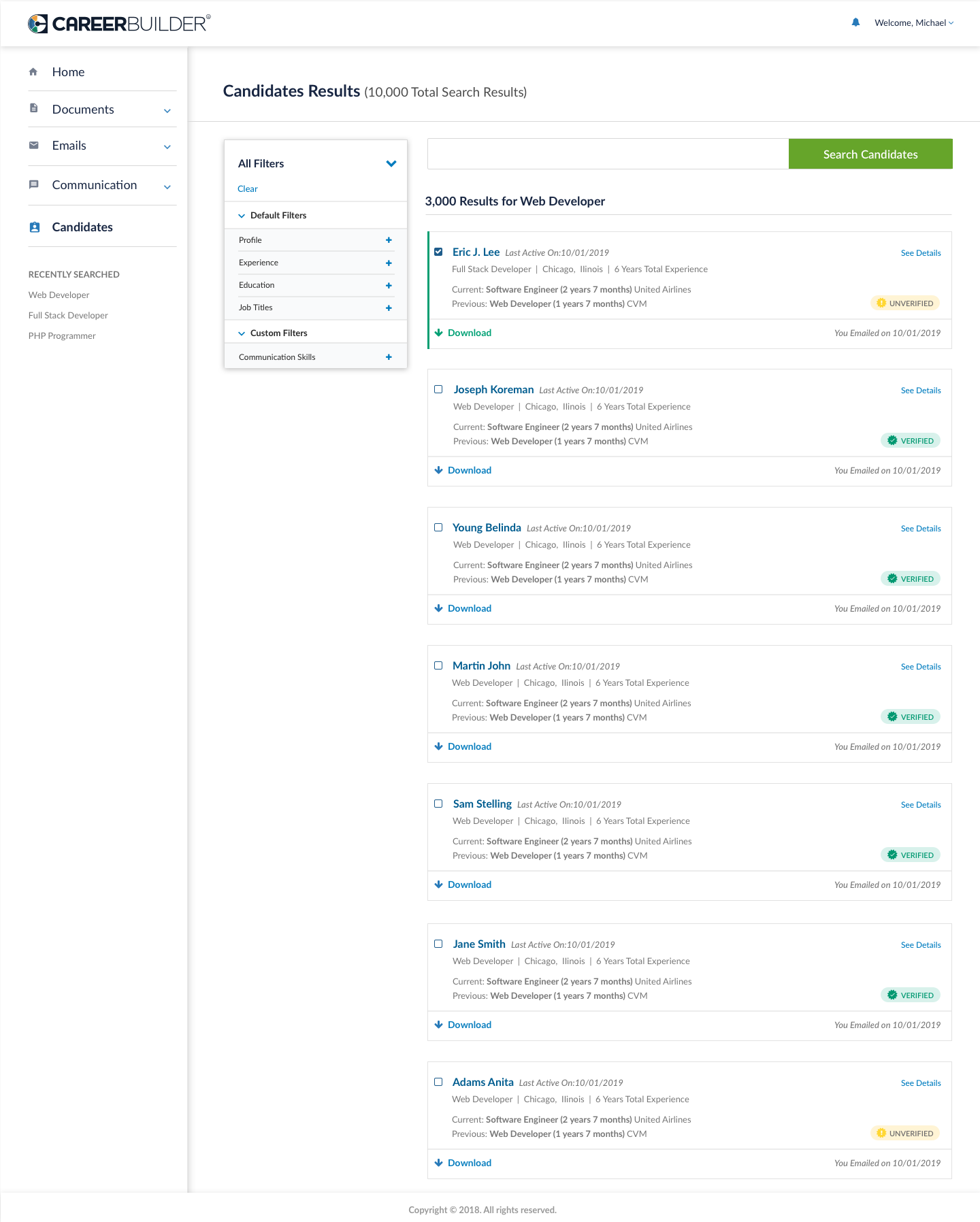 Dms 906 Ui For Candidate List And Search Workterra Jira